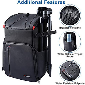 Endurax Camera Backpack, Waterproof Cameras Bag Drone Backpacks for Photographers, 2 DSLR Camera Bags Compatible with Canon Nikon with 15.6 Laptop Compartment