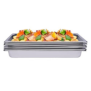 NG NOPTEG Full Size Steam Table Pans, 6-Pack 2.5 Inch Deep Restaurant Steam Table Pans 201 Gauge Stainless Steel Hotel Pan for Catering Supplies Restaurant Kitchen Pan Tray