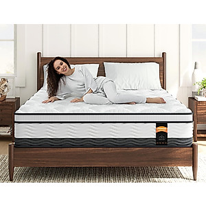 Maxzzz Twin Mattress in a Box 12 Inch Memory Foam Pocket Spring Hybrid Bed Mattress - Medium Firm Single Mattress -CertiPUR-US Certified