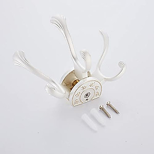 Clothes Hook,Wall Hooks Folding Heavy Duty Screw in Bathroom Coat Hooks Swivel Modern Metal Wall Mounted for Entry Kitchen Hanging Towel Hat Pack Bag Key Holder Organizer Rack, Bronze (Color : White