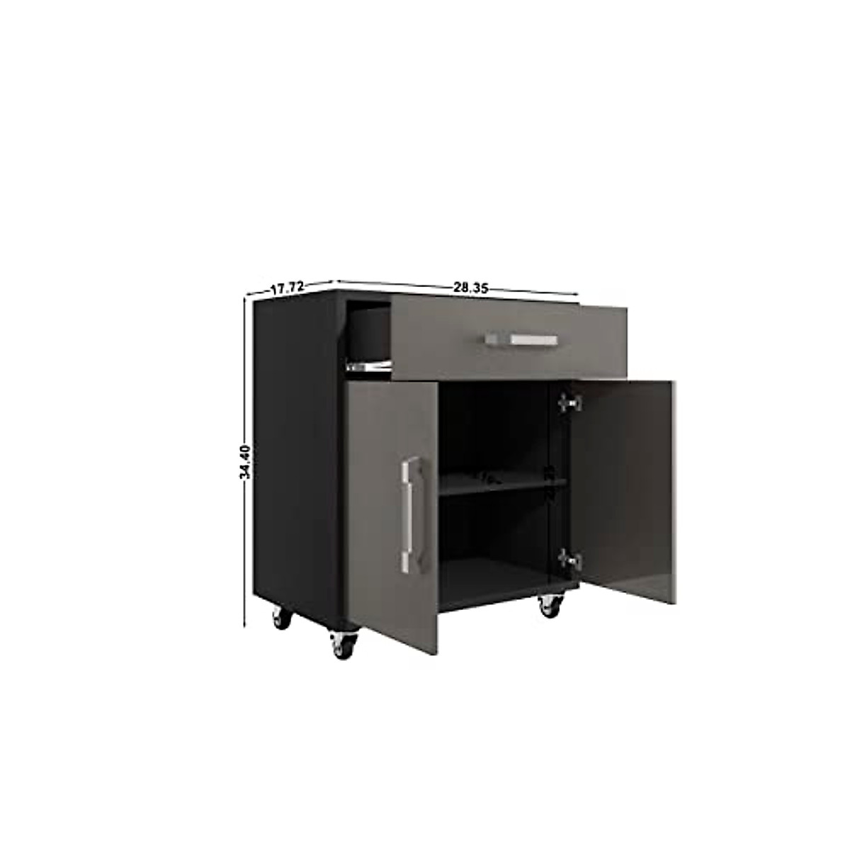 Manhattan Comfort Eiffel Garage Cabinets and Storage System, Set of 4, Matte Black and Grey
