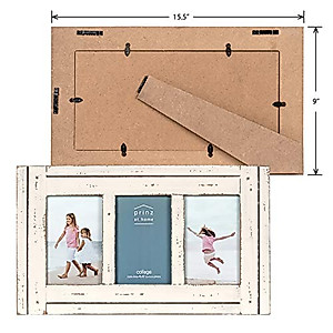PRINZ Homestead Collage Frame for Three Photos in Antique Finish, White, 4 x 6"
