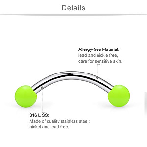 SCERRING 14G Stainless Steel Curved Barbell Snake Eyes Tongue Ring Nipplerings Nipple Rings Piercing Jewelry Retainer Acrylic Balls 14mm 30PCS