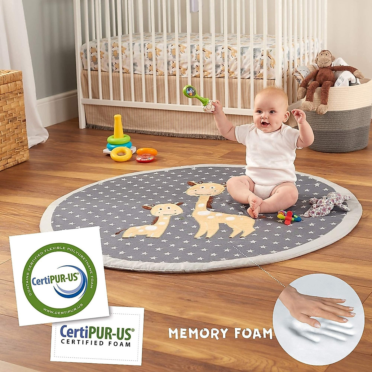 OBERLUX Crib Bedding Set + Baby Play Mat + Musical Crib Mobile - Baby Nursery Room Bundle Set