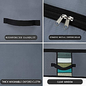 Hercugifts Extra-Large Under Bed Storage Bags[4pack] Washable Cloth Under Bed Storage Containers with Reinforced Handles Strong Zipper Breathable Zippered Organizer for Bedrooms,with Clear Window