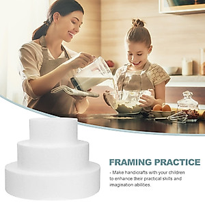 Cake Decorating 3Pcs 3-Tier Cake Foam Round Foam Cake Models Polystyrene Embryo Cake Modeling Ornament for Cake Decorating Wedding Display (White) Plastic Cake Stand