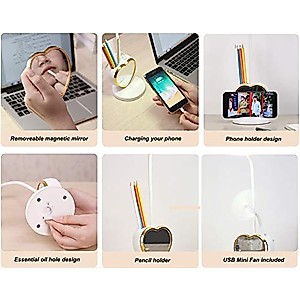 Hallocool Pink Desk Lamp for Girls Bedroom Cute Desk Lamp 6 in 1 Eye-Caring Study Table Lamp for Kids Girls Women College Dorm Bedroom Reading,Stepless Dimming