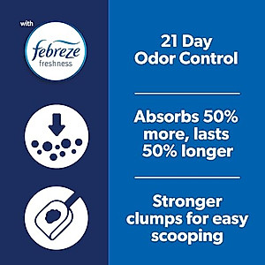 Fresh Step Outstretch Long Lasting Clumping Litter With Febreze Freshness, Activated Charcoal Litter Lasts 50% Longer, 19 lb. Box
