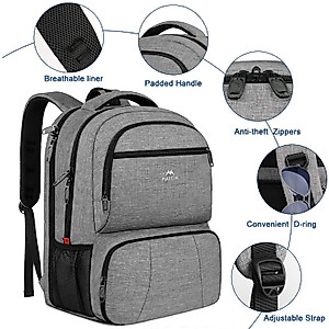 MATEIN Lunch Backpack, 17 inch Insulated Cooler Backpack with USB Charging Port for Women Men, Water Resistant College Lunch Box Backpack with Laptop Compartment for Work Picnic Travel Beach, Gifts