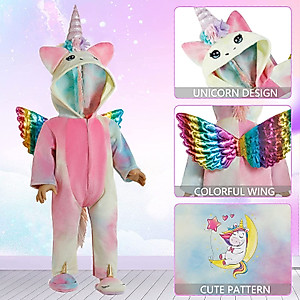 Windolls Girl 18 Inch Doll Sleeping Bag & Clothes Accessories Set - Unicorn Doll Costume with Unicorn Style Sleeping Bag, Eye Masks, Pillow, Slippers - Fits My Life, Generation, Journey Dolls