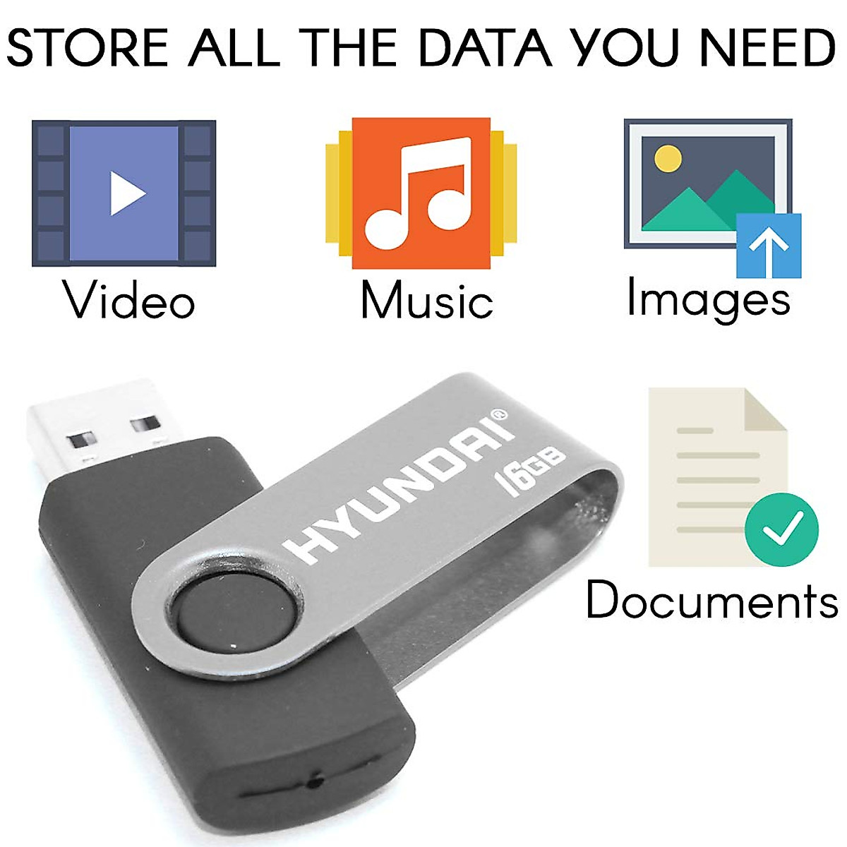 Hyundai 16GB USB 2.0 Flash Drive - Max. Read Transfer Rate 10MB/S and Max. Write Transfer Rate 3MB/S [Silver] Components U2B/16GS