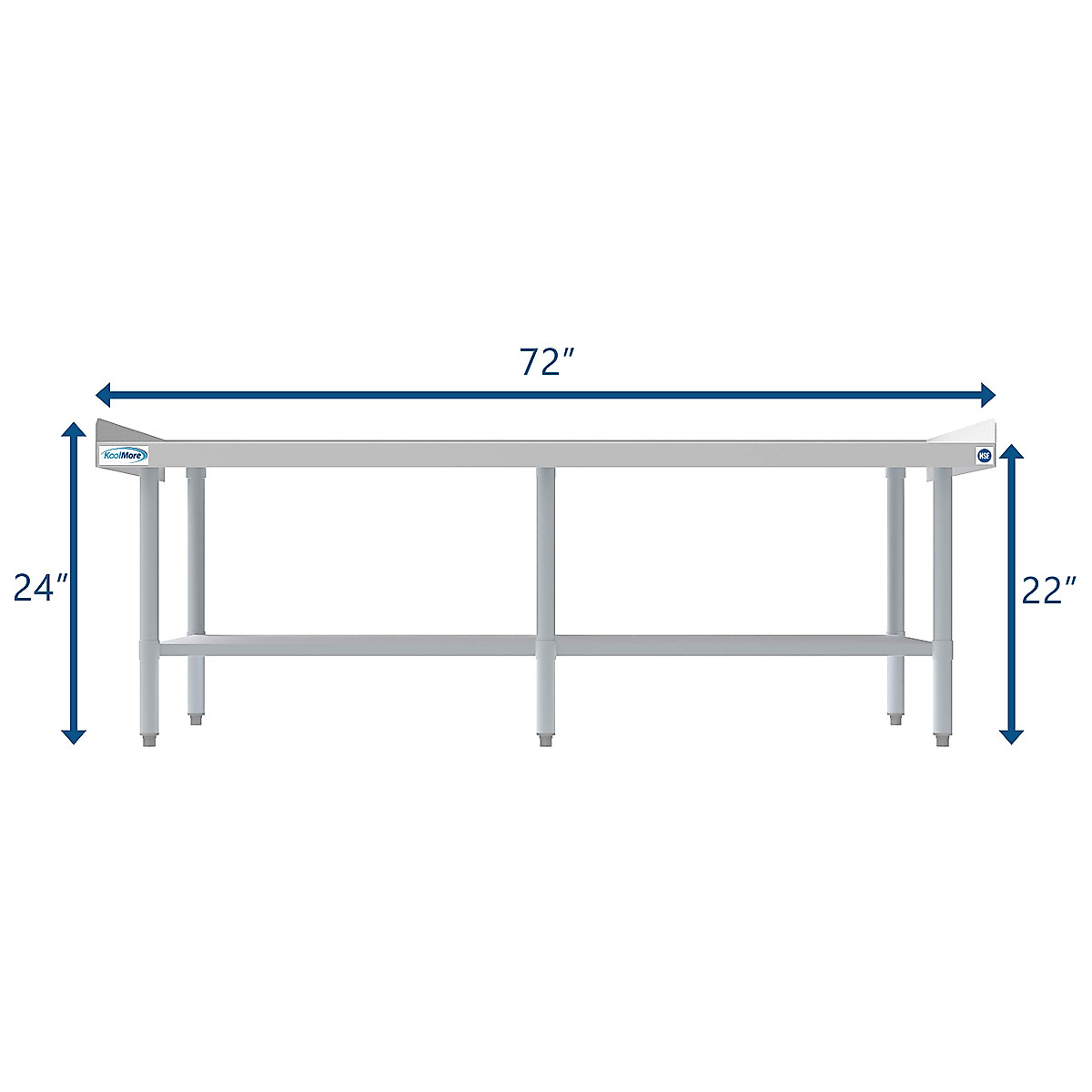 KoolMore 16 Gauge Stainless Steel Commercial Equipment Stand - 30" X 72" Heavy Duty Griddle Stand with Undershelf