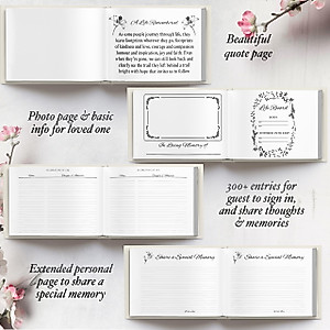 VEX ECOM LTD. Timeless Linen Funeral Guest Book Set - Premium Hardcover Funeral Book, Celebration of Life Guest Book, Memorial guest book, funeral sign in book, Guest Book for Funeral- Pen, Table Sign
