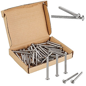 HanTof 50Pcs Extra Long Outlet Screws,Electrical Switch and Receptacles Device Mounting Screws,Wall Plate Screws,6-32 x 1-1/2 Inches Phillips Pan Head Machine Screws,18-8 (304) Stainless Steel