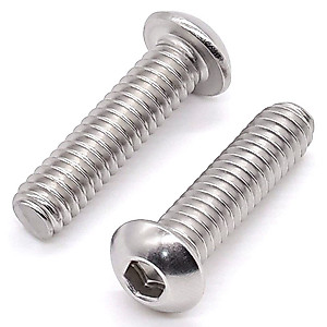 M6-1.0 x 25mm (30 pcs) Button Head Socket Cap Screws Bolts, 18/8 Stainless Steel 304, Fully Threaded, Machine Coarse Thread, Allen Hex Drive