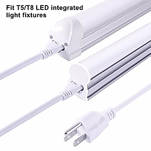 TRLIFE T5 T8 Power Cord, 6FT Long T5 T8 LED Light Cord with On/Off Switch, T5 T8 LED Wire Connector Power Cord with US Plug for LED T5 T8 Integrated Tube Light Fixtures (4 Pack)