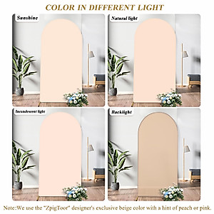 Spandex Fitted Arch Backdrop Cover Chiara Arch Cover Backdrop Fabric,2-Sided Wedding Arch Cover for Wedding Ceremony Birthday Party Baby Shower Banquet Decoration(Beige, 4 x 7.2 ft)