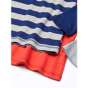 Amazon Essentials Boys' Long-Sleeve Henley T-Shirts (Previously Spotted Zebra), Pack of 2, Grey Stripe/Orange, Medium