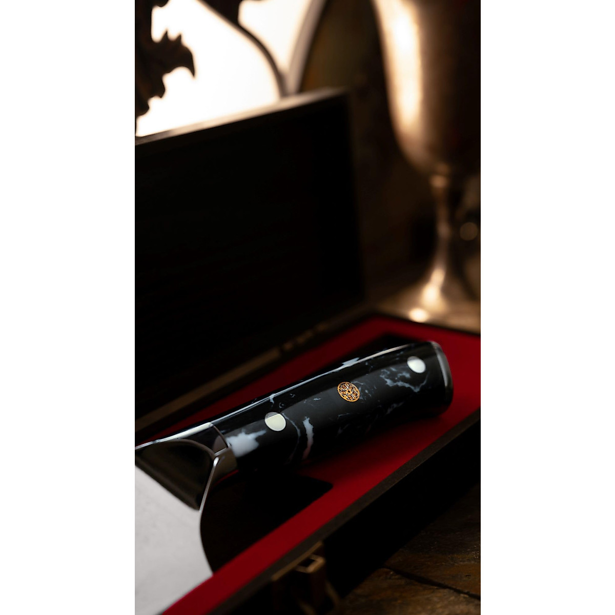 EXCALIBLADES 7 Inch Nakiri Knife, 67 layers of Damascus Steel Chef Knife, Multipurpose Meat Vegetable Sharp Kitchen Knife with Ergonomic Black Turquoise Handle, Sheath included.