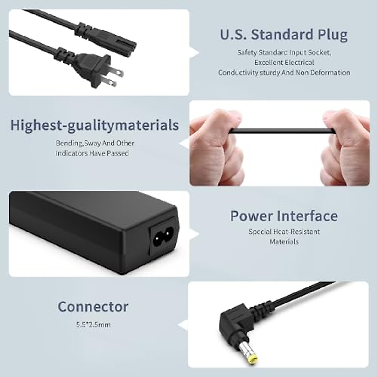 90W 19V Power Cord for Westinghouse TV, Westinghouse 24 32 40 42 46 inch UW40TA2W UW40T8LW LED TV UW32SC1W UW32S3PW UW40TC1W LD-2480 LD-4680 LD-4695 LD-3255VX LD-4255VX EW39T6MZ Power Supply Adapter