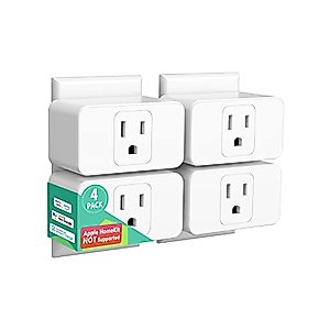 Meross Wi-Fi Smart Plug Mini, 15 Amp & Reliable Wi-Fi Connection, Support Alexa, Google Assistant, Remote Control, Timer, Occupies Only One Socket, 2.4G WiFi Only, 4 Pack