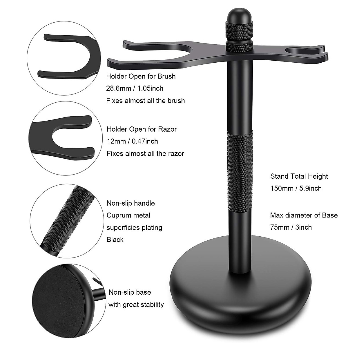 Amazing Safety Razor Shave Kit - Mysterious Black Men's Shaving & Grooming Sets - Butterfly Open Safety Razor,Friendly Brush,Great Shaving Stand,Shaving Soap Bowl, Super Stainless Blades