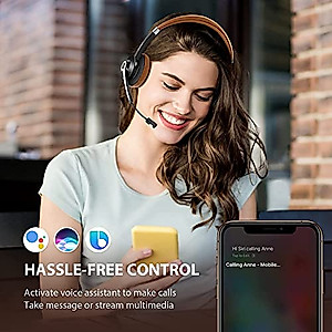 Wireless Headphones with Microphone, HD Stereo Sound & Noise Isolating Bluetooth Headset with Mute Button, Comfortable 25Hrs Playtime Hands Free On Ear Headphones for Cell Phone Calls Music Work