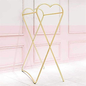 XYYXDD Dress Display Stand,Iron Art Heart-Shaped Women's Shop Window Display Stand Floor-Standing Parallel Bars Clothes Rail/Gold/150 * 120Cm