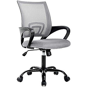 Payhere Executive Task Ergonomic Desk Home Computer Gaming Office Chair Mesh Working Chair with Mid-Back Lumbar Support Armrest Modern Adjustable Swivel Rolling Desk Chair for Women Men, Grey