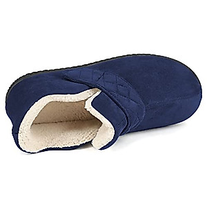 Zizor Mens Slipper, House Shoes for Diabetic, Men Gifts, Memory Foam, Indoor Outdoor, Winter Ankle Pantuflas with Rubber Sole (Navy Blue, Size 11)