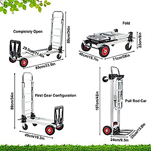 Folding Dolly Cart with Wheels Folding Hand Truck Utility Metal Dolly Logistics Hand Truck 330LBS Capacity Stable and Durable Luggage Cart for Luggage, Travel, Moving, Shopping
