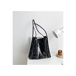 Ulisty Women Patent Leather Bag Soft Tote Bag Casual Shoulder Bag Fashion Handbag brown