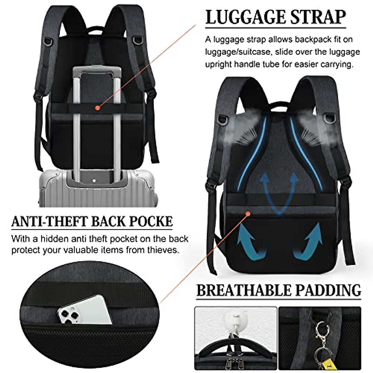 Laptop Backpack 17.3 Inch TSA Friendly Travel Backpack for Men Women, Laptop Case 14 Inch Waterproof Laptop Sleeve with Portable Handle