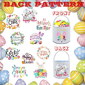 Personalized Easter Basket for Girls Boys with Handle Custom Easter Canvas Tote Bags with Name Buny Gifts