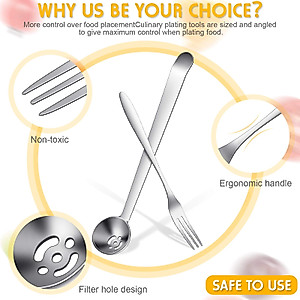 2 Pieces Olive Spoon Strainer Stainless Steel Pickle Forks Set Pick Jar Spoon and Fork Cherry Spoon with Drain Hole Jar Serving Spoon Tools for Onion, Caper Slotted Spoon