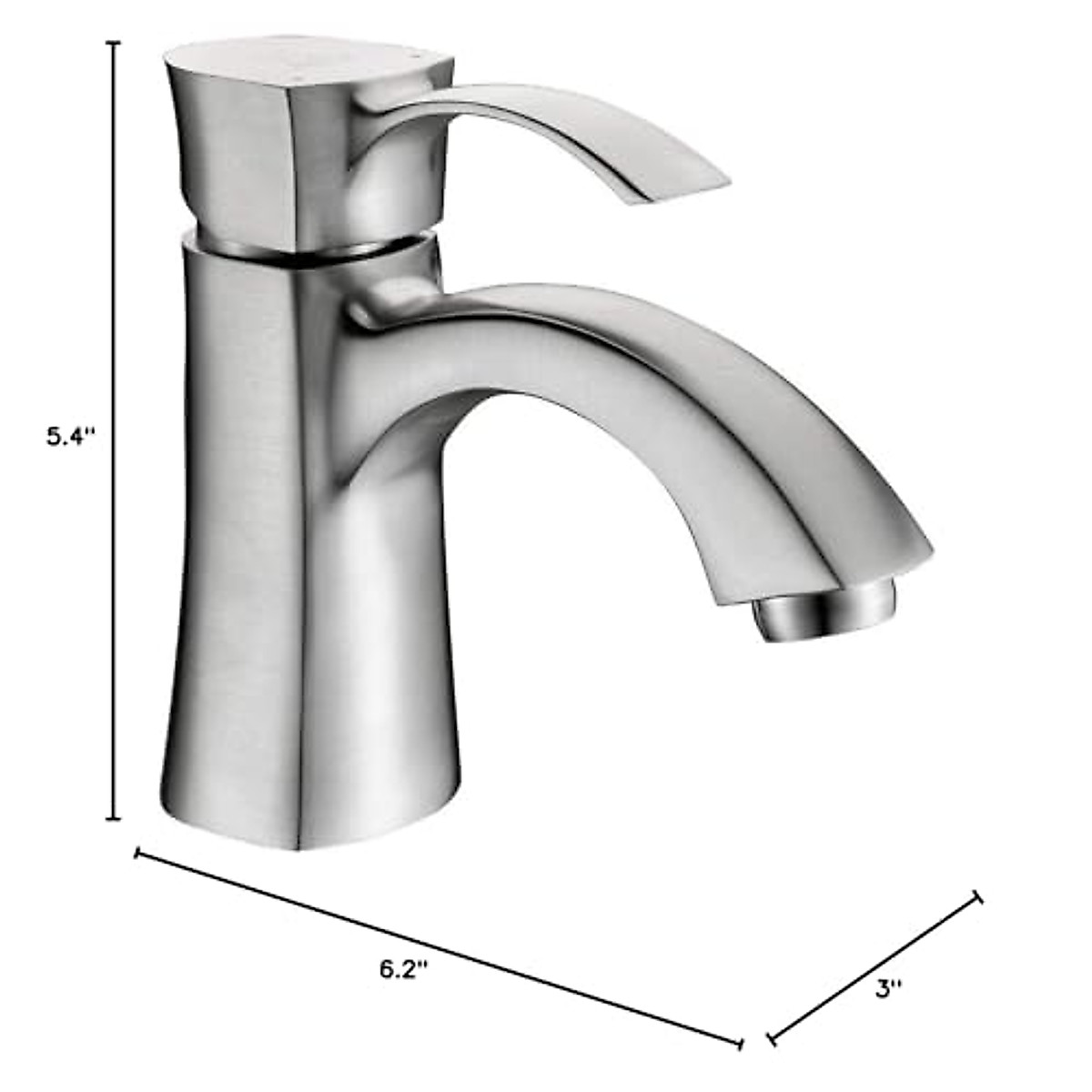 ANZZI Alto Single Hole Single Handle Bathroom Sink Faucet cUPC Brushed Nickel Deck Mounted Bathroom Faucet Lavatory Faucet One Hole Installation (L-AZ012BN)