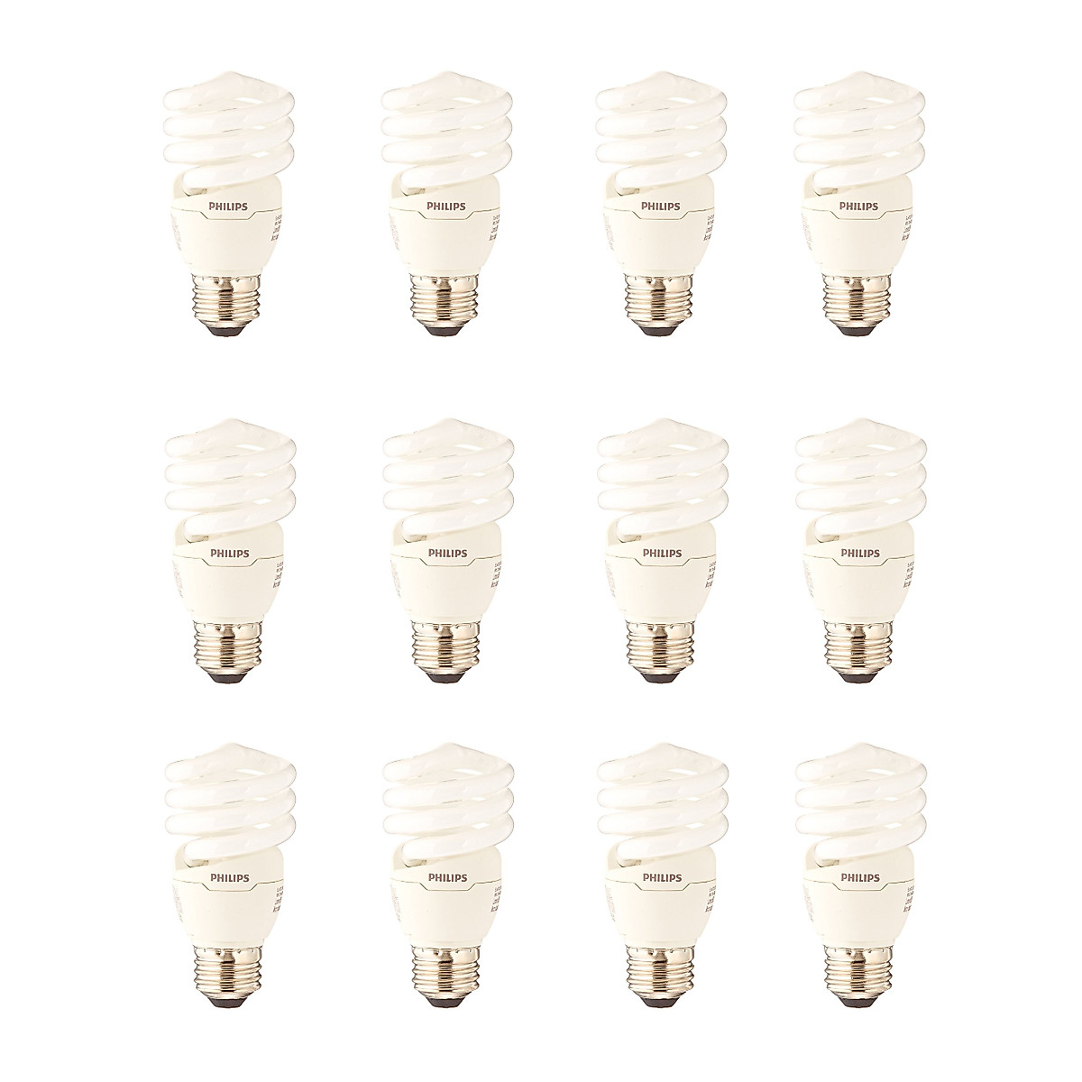 Phillips 420091 13 Watt E26 T2 Daylight Cfl Non-Dimmable Mini Twister Light Bulbs 4 Count