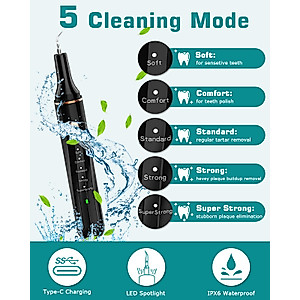 Petbank Dog Teeth Cleaning Kit 12-in-1, Pet Ultrasonic Canine Plaque Remover for Teeth with LED Light, 5 Cleaning Mode, USB Charge Dog Toothbrush Tool with Dental Tools Scaler Scraper