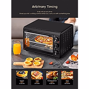 Toaster Oven, 6-Slice Toaster and Countertop Oven, Stainless Steel Multifunction Toaster Oven with Timer - Toast - Bake - Broil 1500 Watt Power Includes Baking Pan and Baking Rack, Black, 24QT