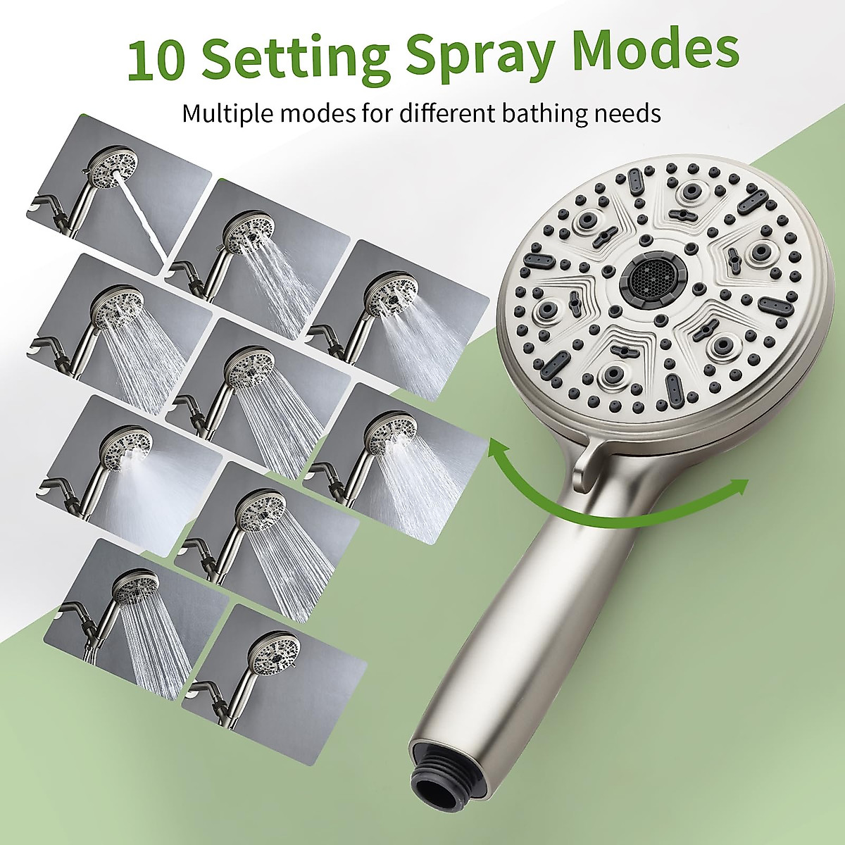 VIKASI Tub Shower Faucet Set with 10 Spray Handheld Shower Brushed Nickel Shower System with Tub Spout Single Handle 4.7 Inch Shower Handheld Shower Fixtures Tub and Shower Trim Kit