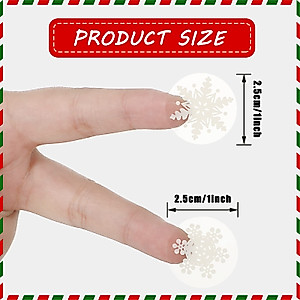 Containlol 800 Pcs 1inch Christmas Snowflakes Stickers Round Circle White Self Adhesive Clear Snowflakes Label Stickers Xmas Winter Envelope Cookie Gift Candy Snow Bag Book Seals Decoration,40 Sheets