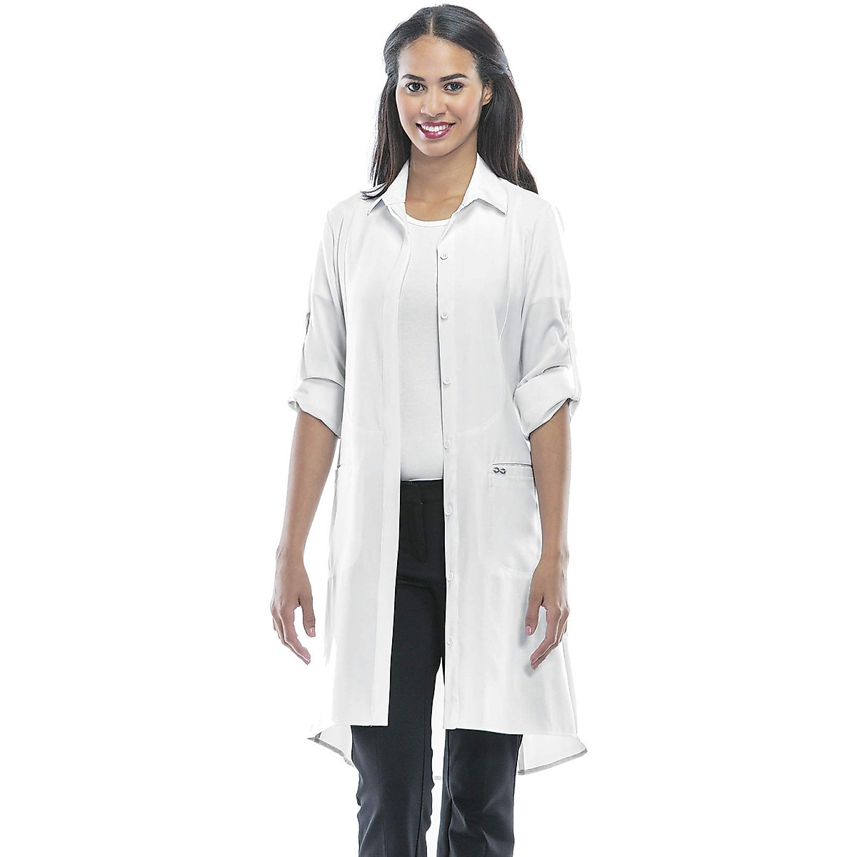 Infinity Cherokee Lab Coat For Woman With 2 Pockets Moisture Wicking & Wrinkle-Resistant Fabric 1401A, XL, White
