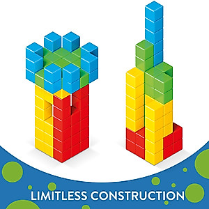 Geomag Premium Swiss-Made MagiCube 64-Piece Magnetic Stacking Cubes Building Set, Toddlers & Kids Ages 1-5, STEM Educational Toy, Creativity, Imagination, Early Learning Fun, Crystal Packaging