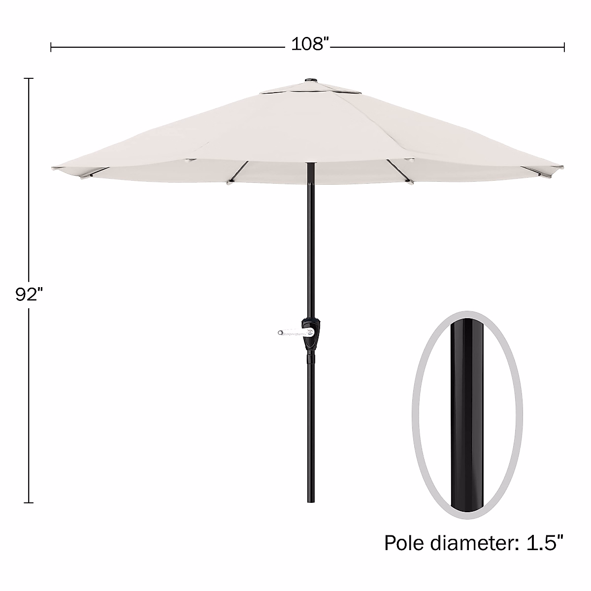 Pure Garden Patio Umbrella with Vented Canopy - 9FT Easy Crank Outdoor Umbrella for Shade - For Deck, Balcony, Porch, Backyard, or Pool (Tan)