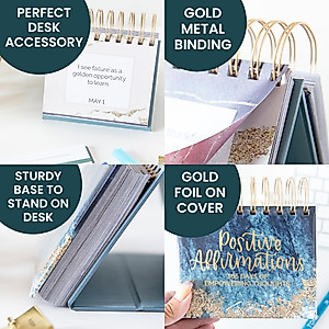 bloom daily planners Undated Perpetual Desk Easel / Inspirational Standing Flip Calendar - Page a Day - (5.25" x 5.5") - Positive Daily Affirmations