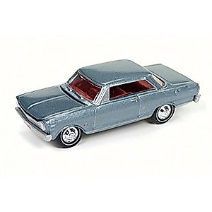 1965 Chevy Nova SS Glacier Gray Poly Limited Edition to 1800pc Worldwide Hobby Exclusive Muscle Cars USA 1/64 Diecast Model Car by Johnny Lightning JLMC010B