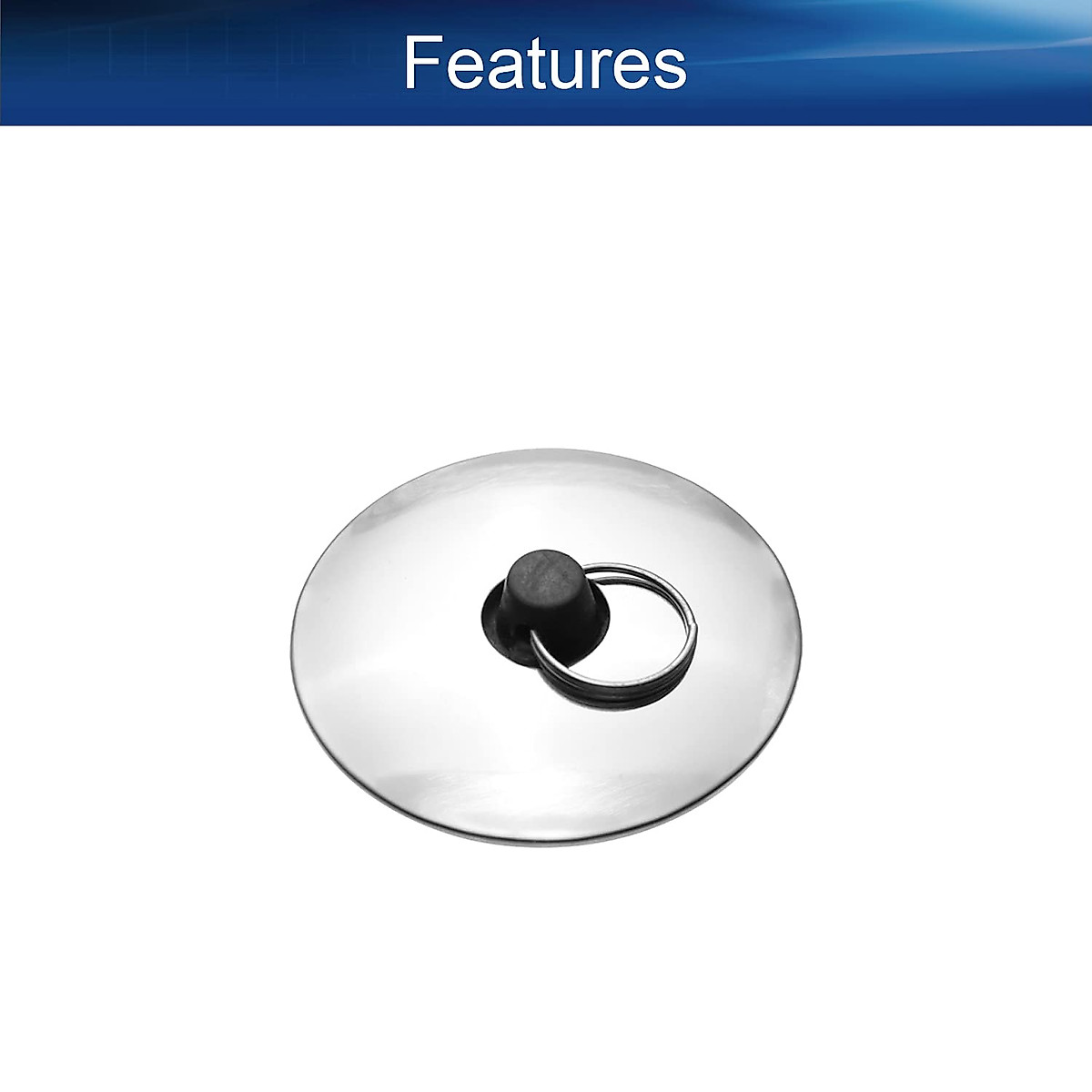 Yinpecly 1pcs Small Sink Drain Stopper Kitchen Sink Plug Stainless Steel Medium 1.88 inch Diameter Black Silver Stopper with Hanging Ring for Bathtub and Bathroom Kitchen Sink Tools