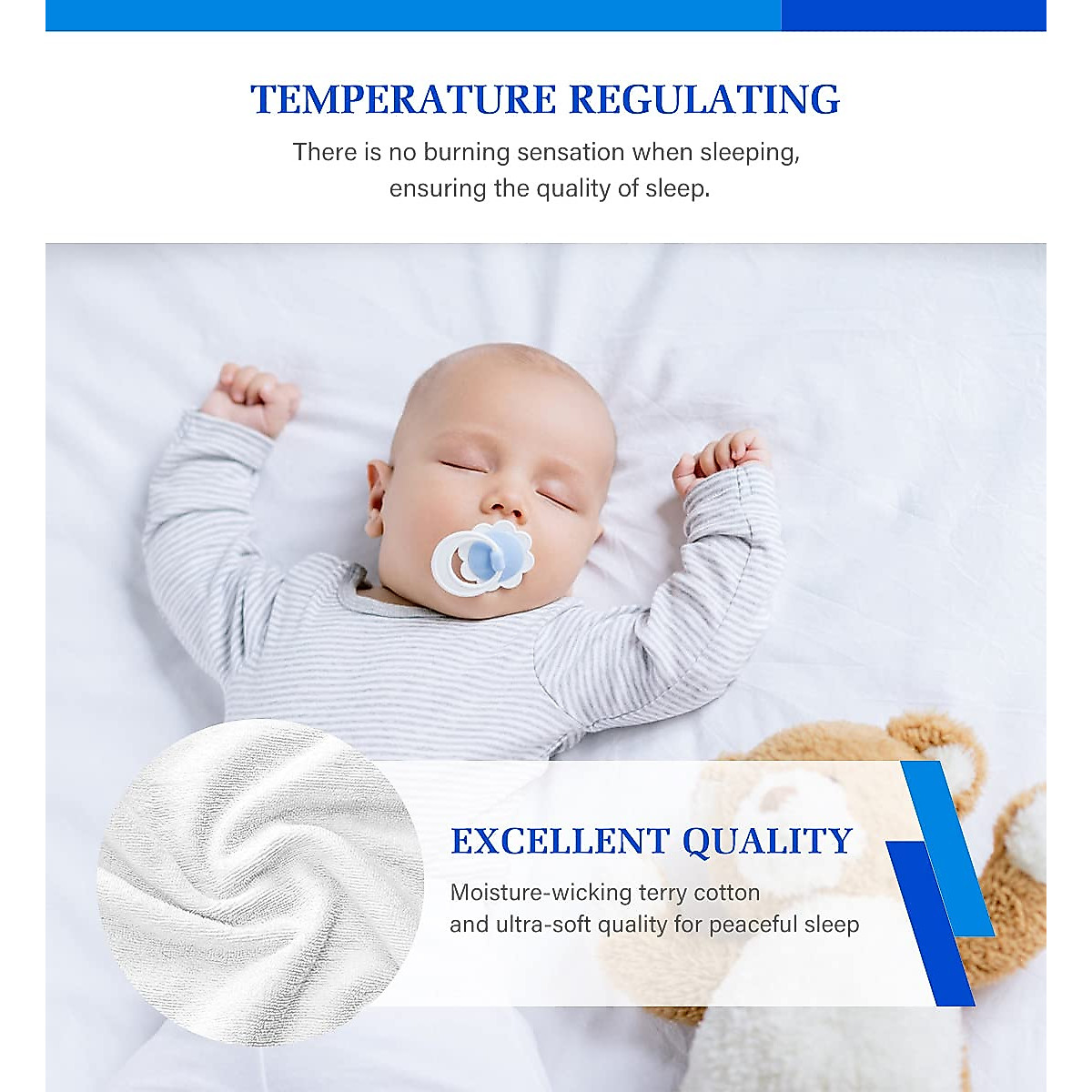 2 Pack Twin XL Mattress Protector,Mattress Cover Noiseless Waterproof Soft Breathable Cotton Terry for Pets Kids Adults 39" x 80" White