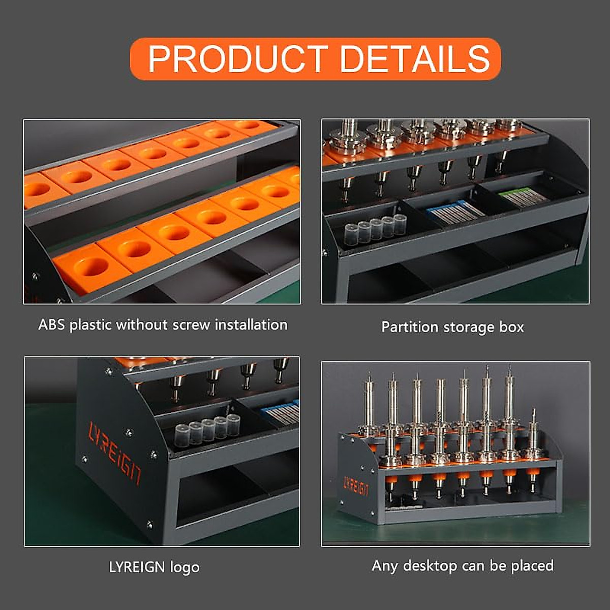 LYREIGN BT40 CNC Tool Rack, CAT40 CNC Tool Holder Keeper on Desktop Placed for CNC Machine Equipment, CNC Tool Storage System for Warehouses Machining Centers