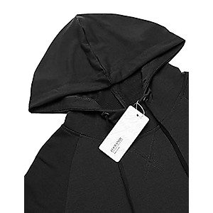 COOFANDY Men's Gym Hoodies Short Sleeve Cotton Athletic Workout Bodybuilding T Shirt Hooded Sweatshirt with Pocket Black
